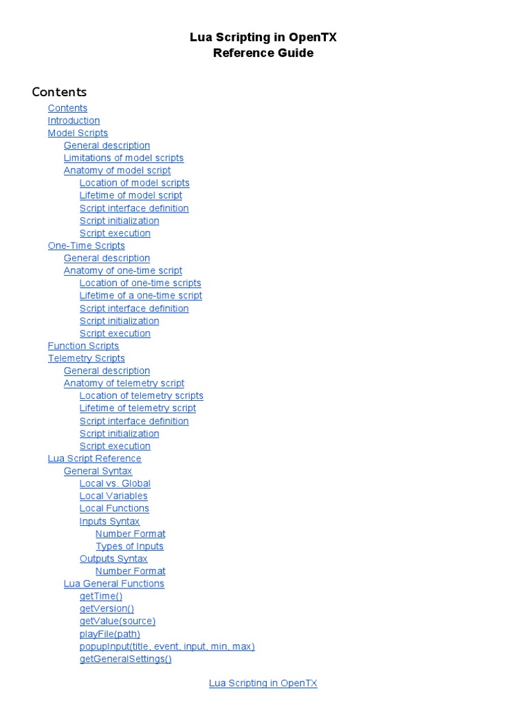 OpenTX LUAReferenceGuide | PDF | Scripting Language | Parameter (Computer Programming)