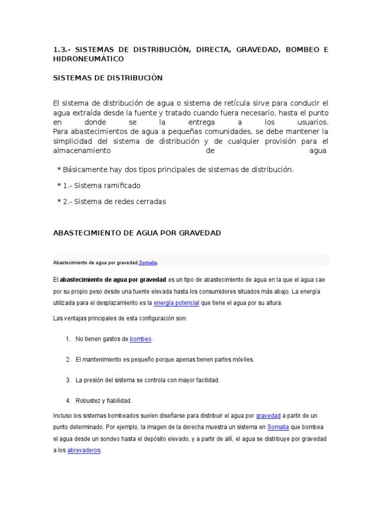 Sistemas de Distribución de Agua Potable | PDF | Bomba | Física ...