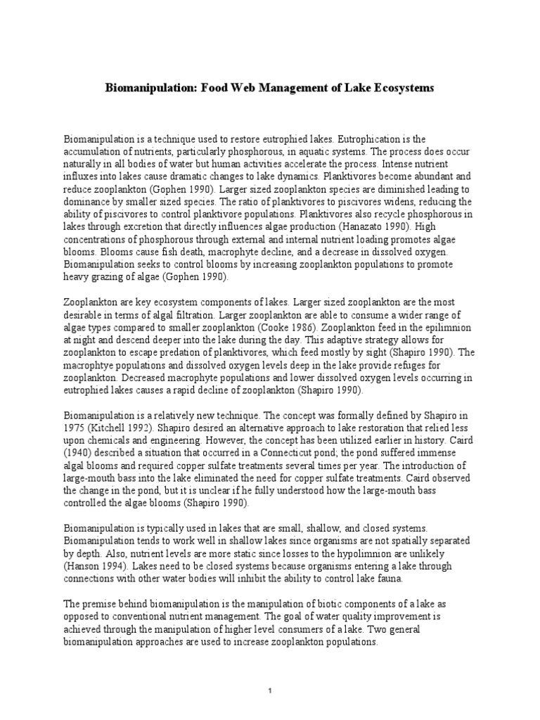 Biomanipulation 2.2.riedel Lehrke | PDF | Eutrophication | Plankton