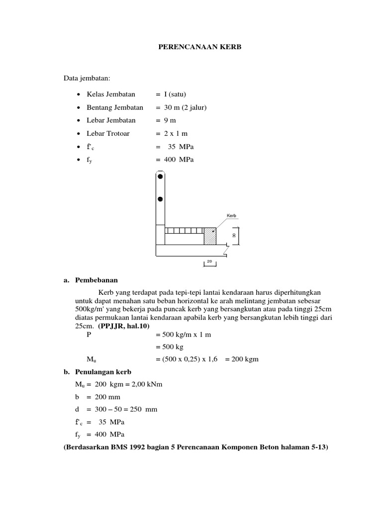 Perencanaan Kerb Jembatan Rangka Bawah | PDF