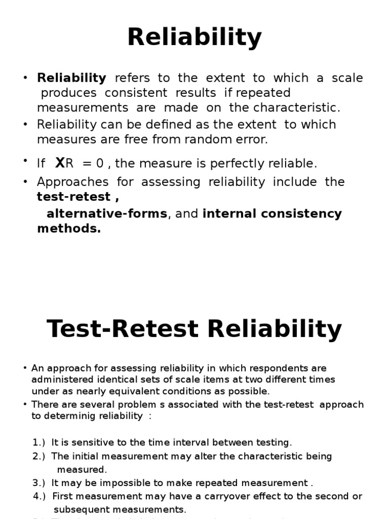 Reliability | Validity (Statistics) | Quality