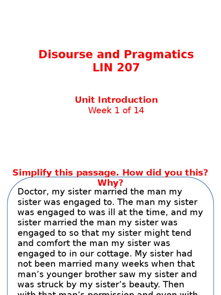 Discourse and Pragmatics - An Intro | PDF | Context (Language Use) | Semantics