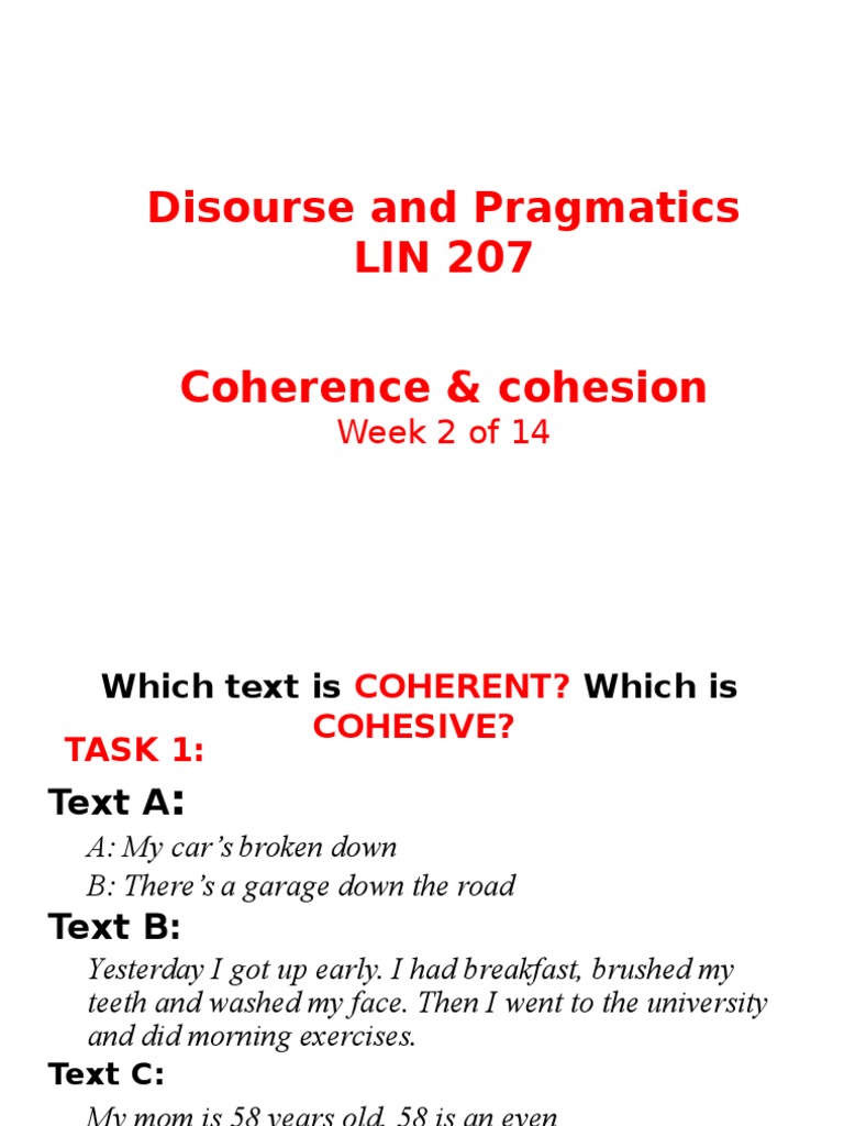 Cohesion And Coherence Exercises – SLBGR