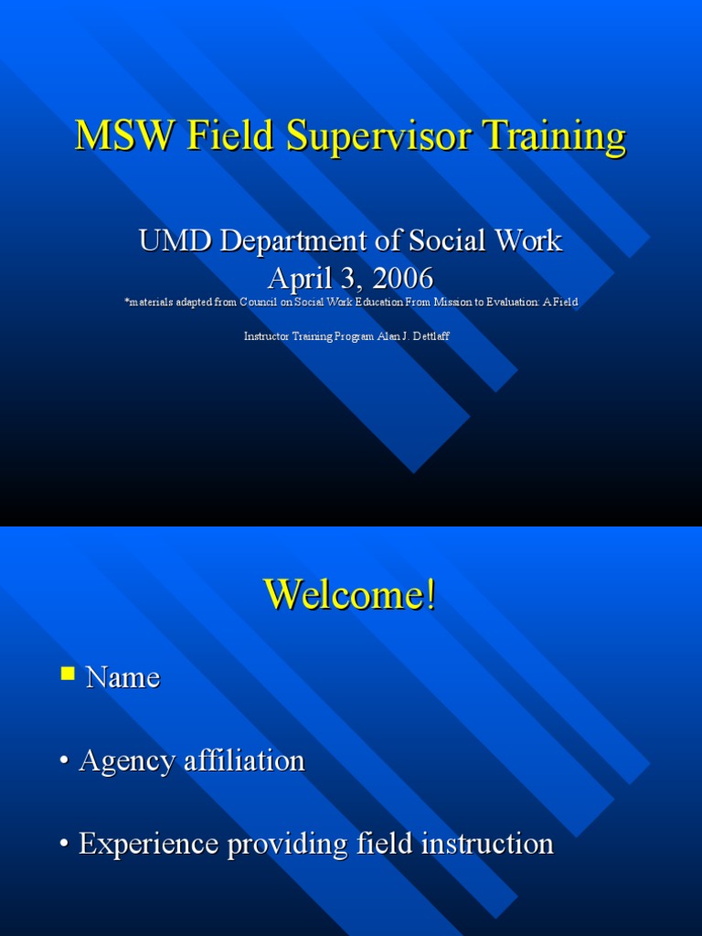 MSW Field Supervisor Training | PDF | Social Work | Learning