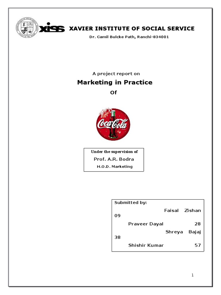 Coca Cola Report On Marketing in Practice | PDF | Coca Cola | The Coca ...