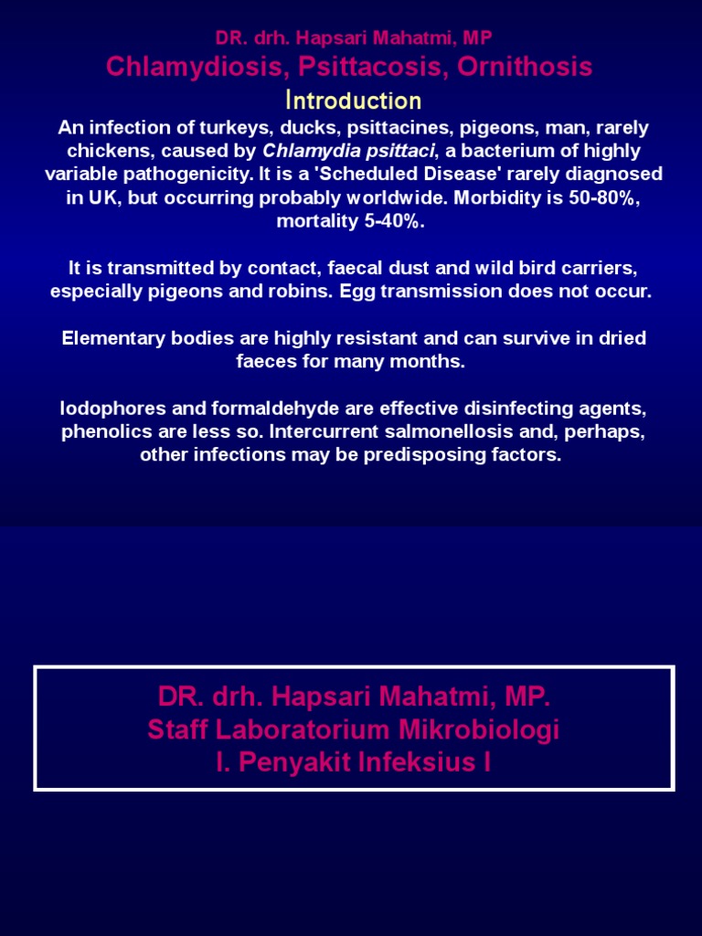 CHLAMYDIOSIS,PSITTACOSIS,ORNITHOSIS | Infection | Medical