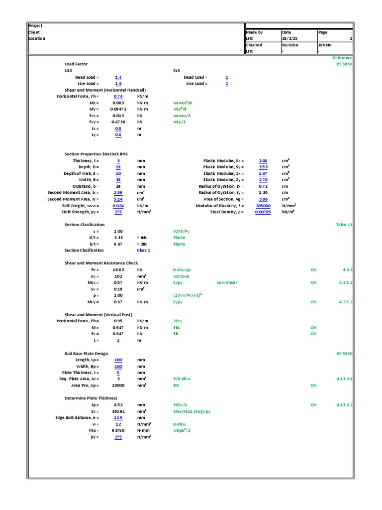 Catwalk Handrail Design | PDF