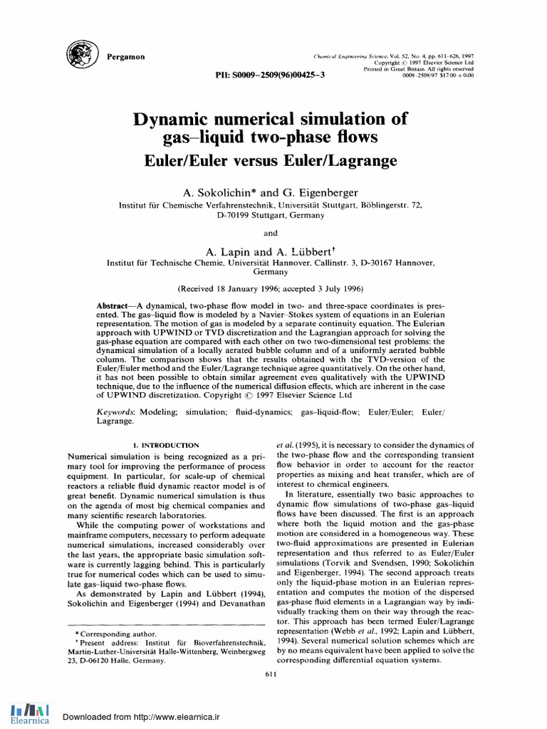 Dynamic Numerical Simulation Of Gas Liquid Two Phase Flows Eulereuler Versus Eulerlagrange 9384