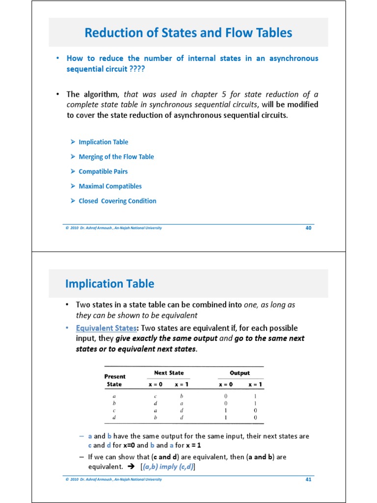 Reduction of State and Flow Tables | PDF