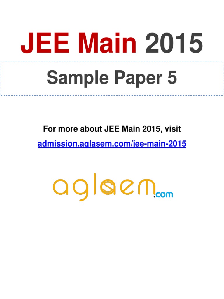 JEE Main 2015 Sample Paper 5 | PDF | Solution | Capacitor