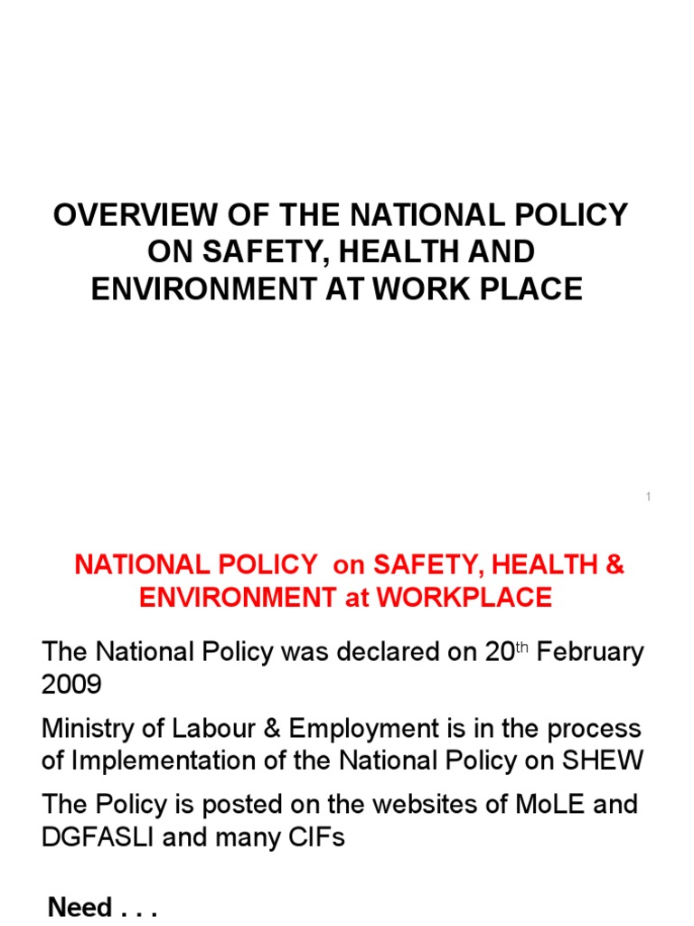 National Policy | PDF | Occupational Safety And Health | Safety