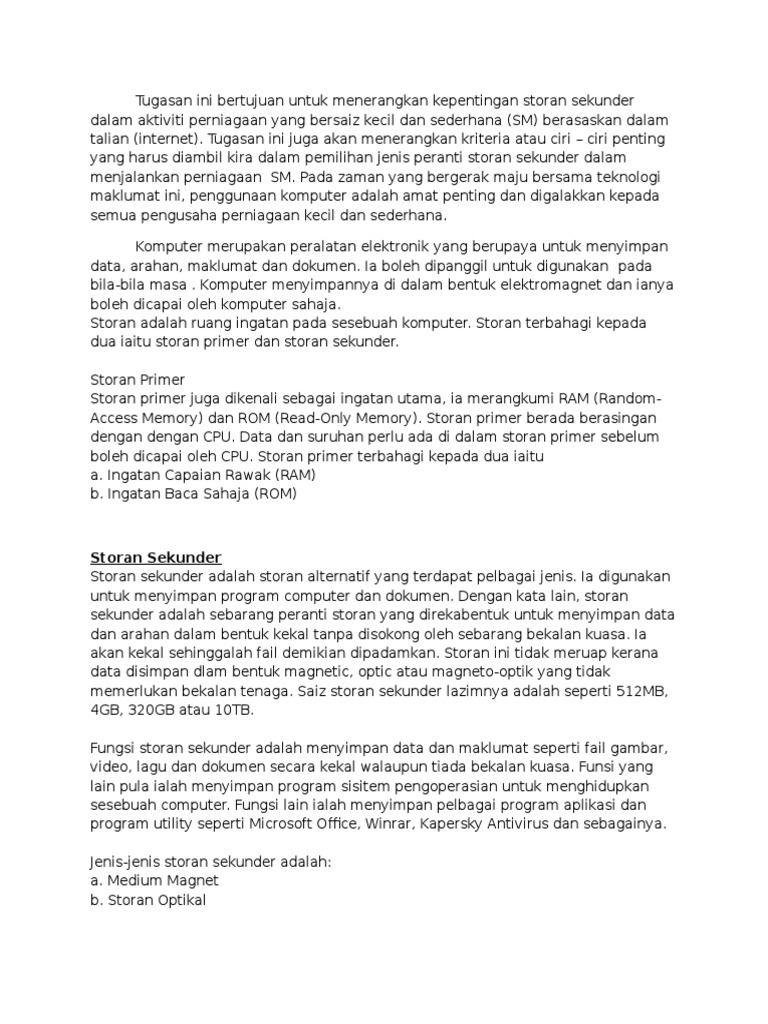 Assignment Storan Sekunder | PDF