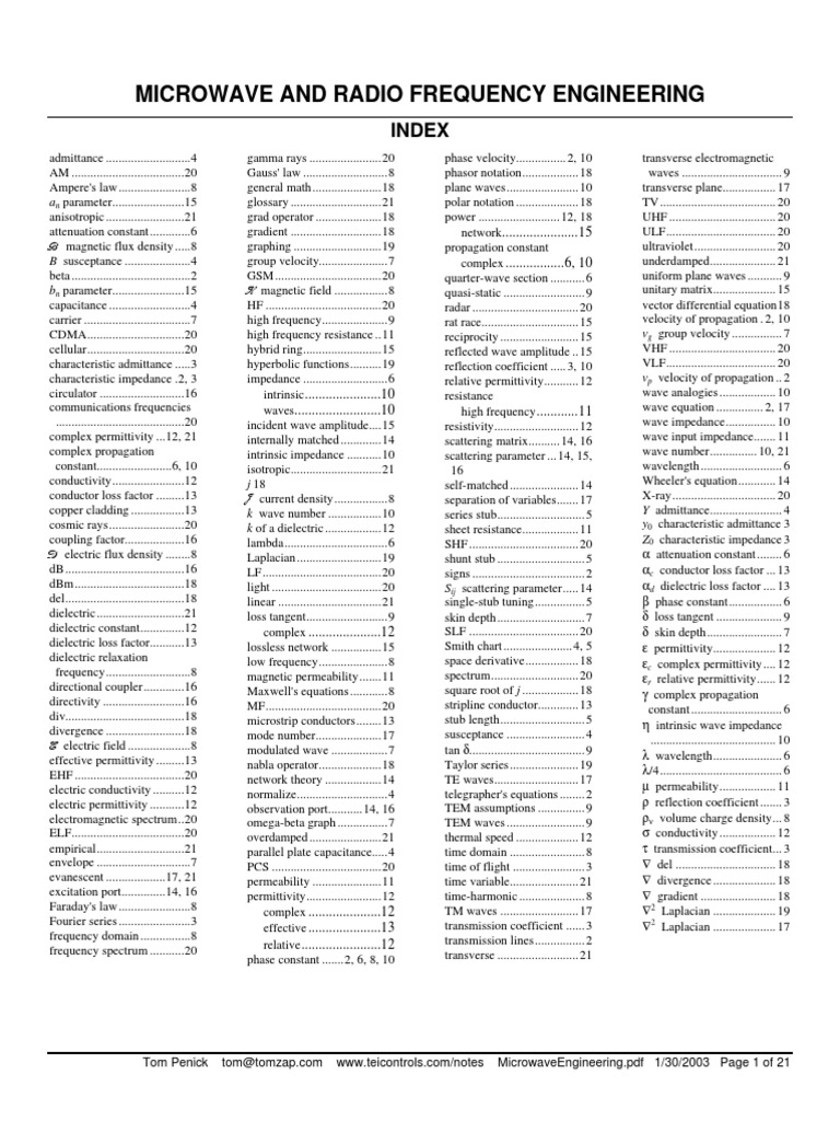 Microwave and RF Engineering Formulas PDF | PDF | Permittivity ...