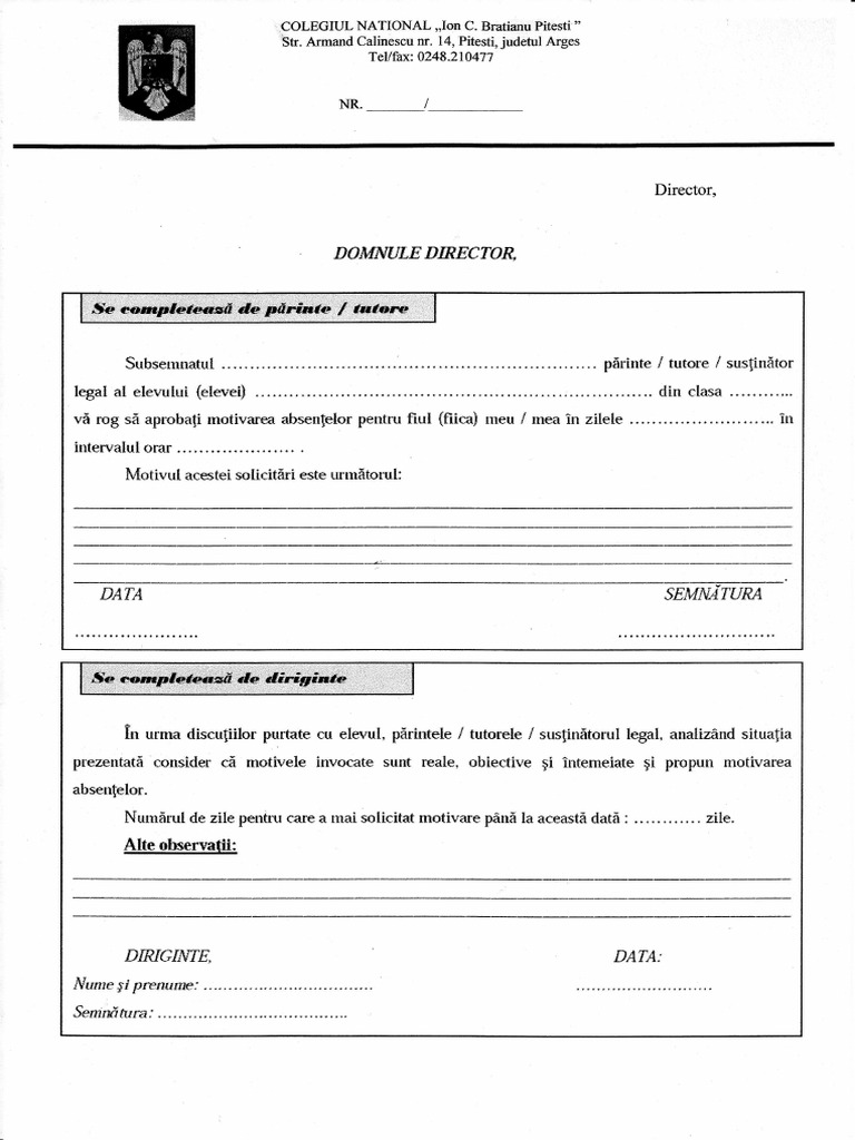 Model Scutire Scoala | PDF