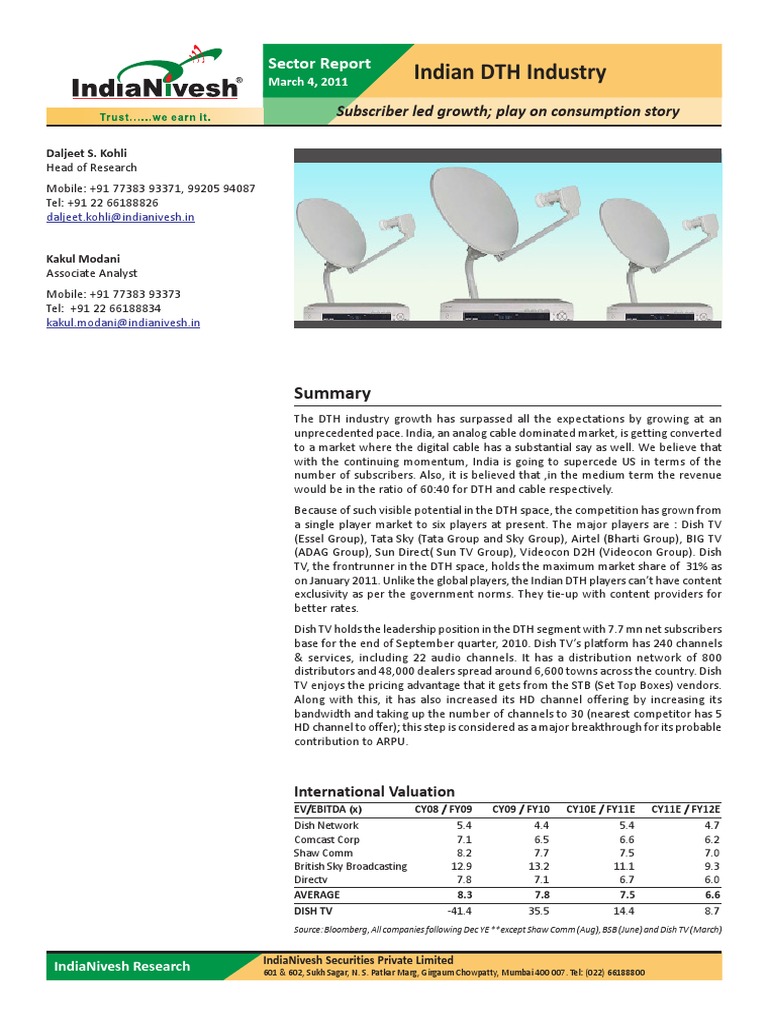 Indian DTH Industry - Sector Report | PDF | Direct Broadcast Satellite ...