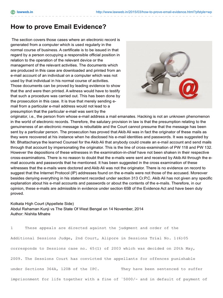 How To Prove Email Evidence? | PDF