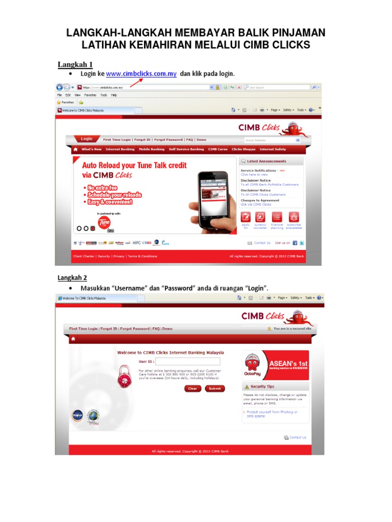 Kaedah Bayaran Balik Melalui Cimb Clicks | PDF