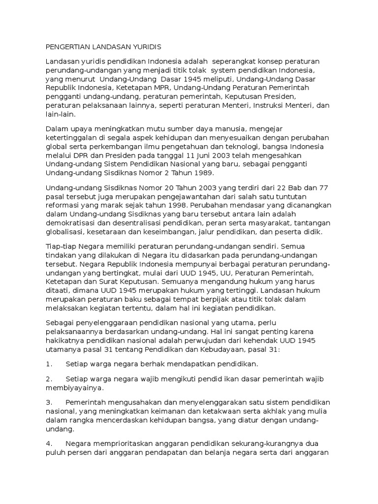 Pengertian Landasan Yuridis | PDF
