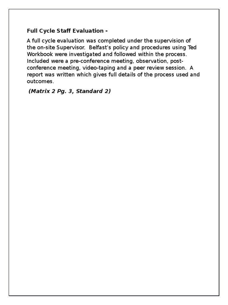 Full Cycle Staff Evaluation Process | PDF