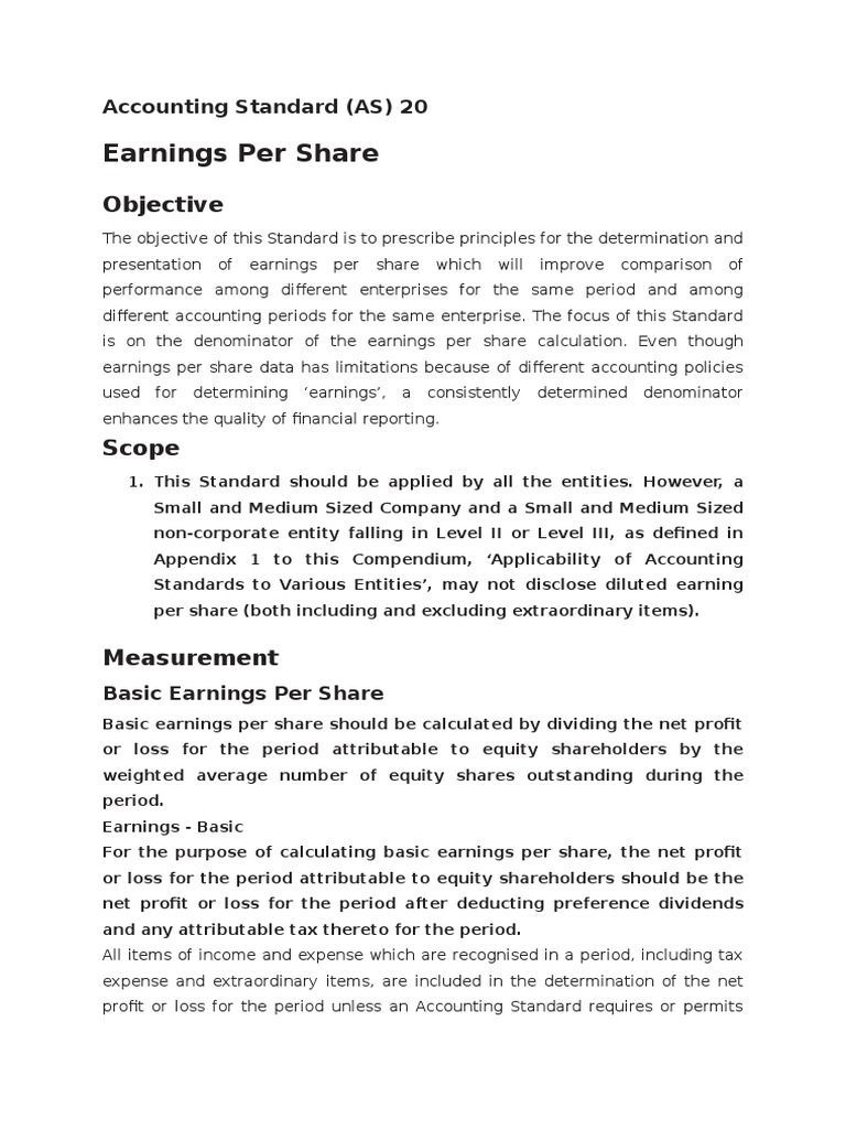 Accounting Standard | PDF | Subsidiary | Earnings Per Share