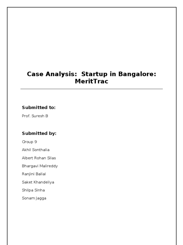 Case Analysis: Startup in Bangalore: MeritTrac | PDF | Venture Capital ...