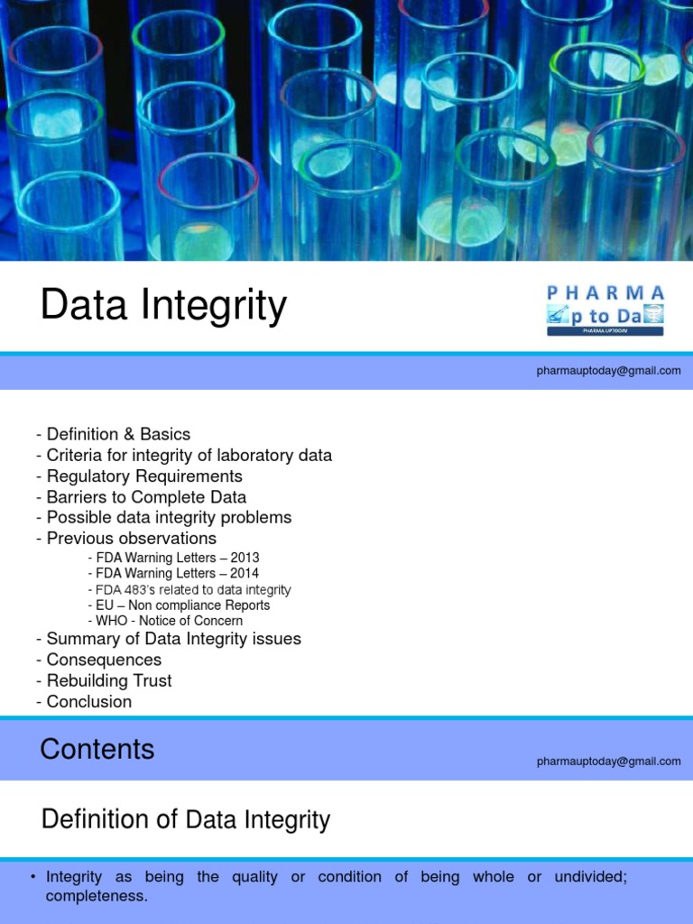 Presentation on Data Integrity in Pharma | Food And Drug Administration ...