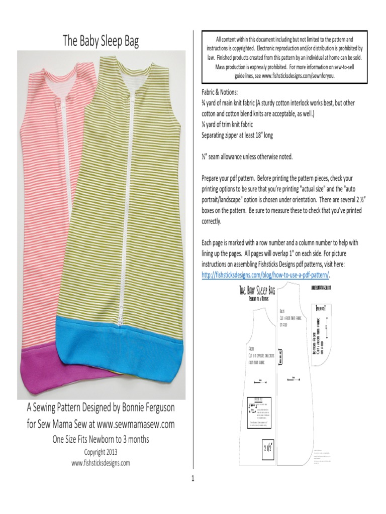 The Baby Sleep Bag: A Sewing Pattern Designed by Bonnie Ferguson ...