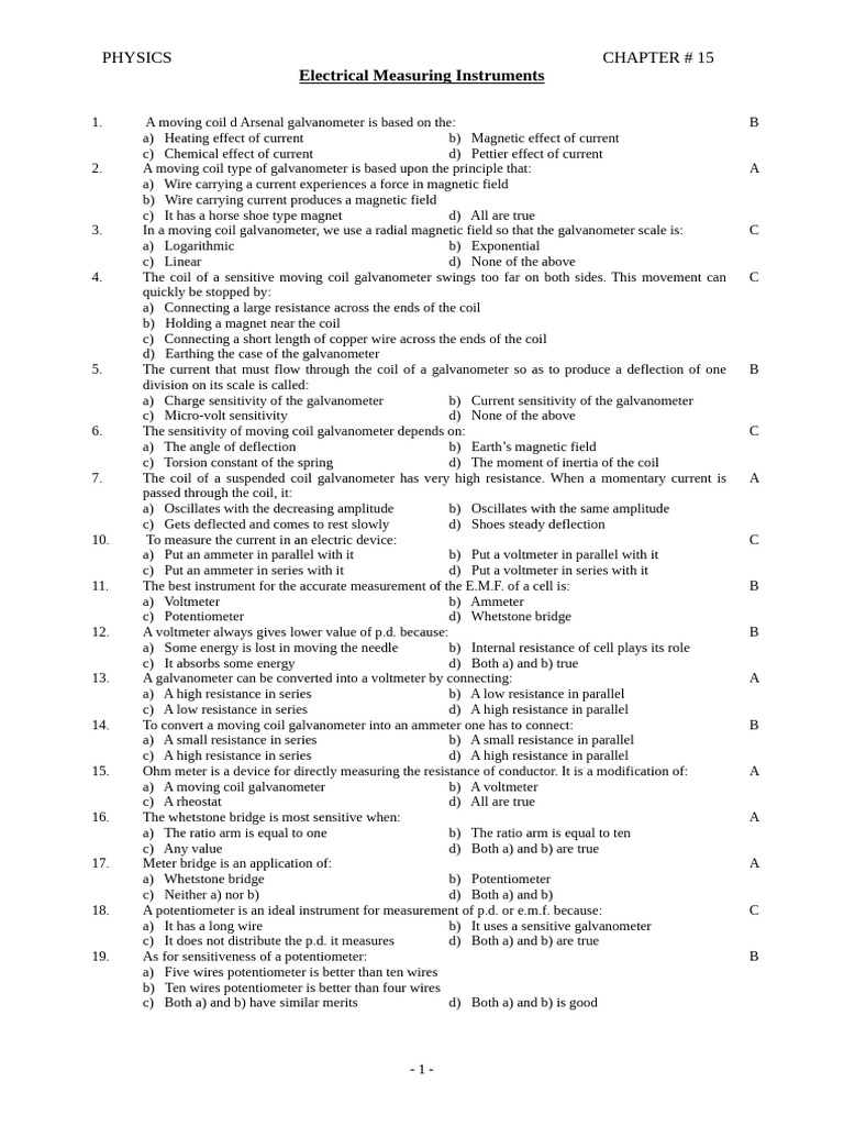 Electrical Measuring Instruments Overview | PDF | Voltage | Electric ...
