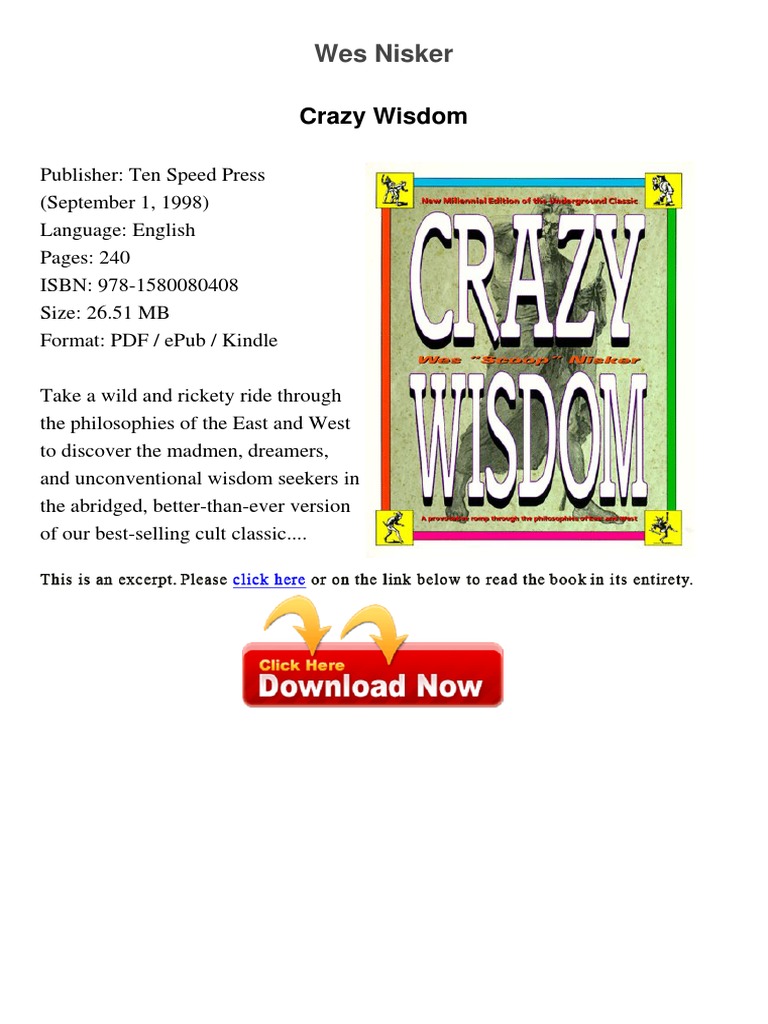 Crazy Wisdom Wes Nisker 99240663 | PDF | Indian Religions | Religious ...