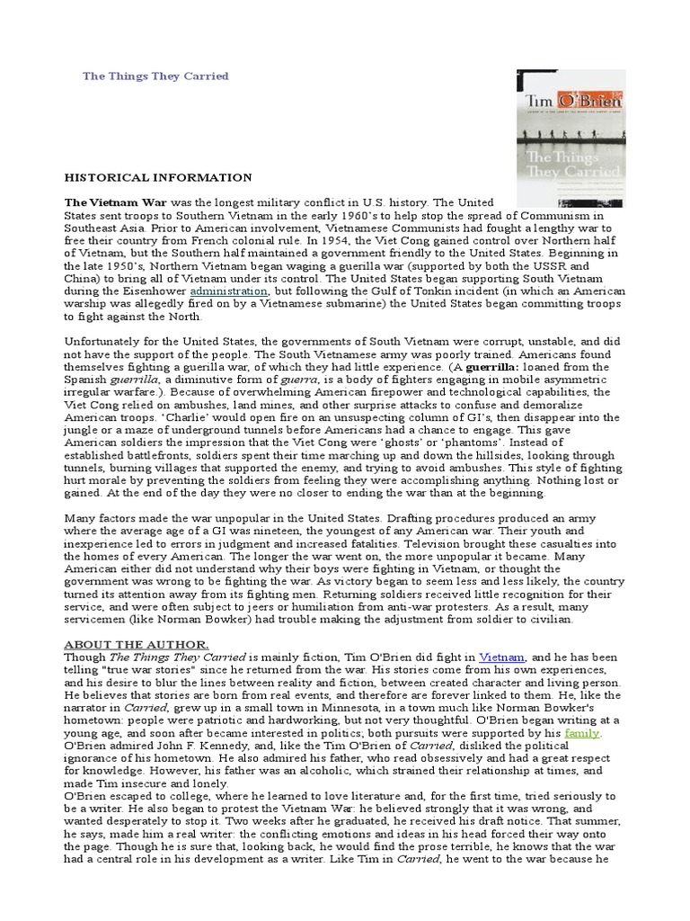 The Things They Carried | PDF | Vietnam War | South Vietnam
