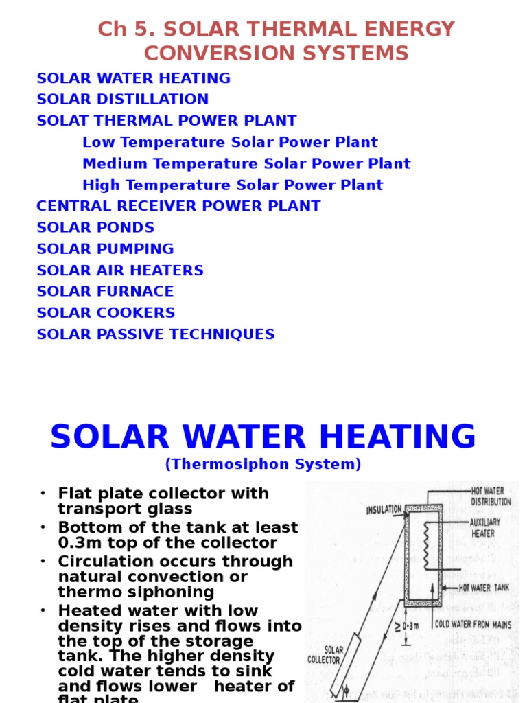 Ch 5-Solar Thermal Energy Conversion Systems | Solar Energy | Hvac