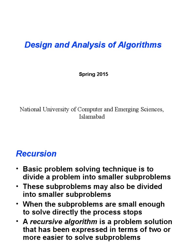 Lec 4 Algo Spr15 Recursion | PDF | Recursion | Applied Mathematics