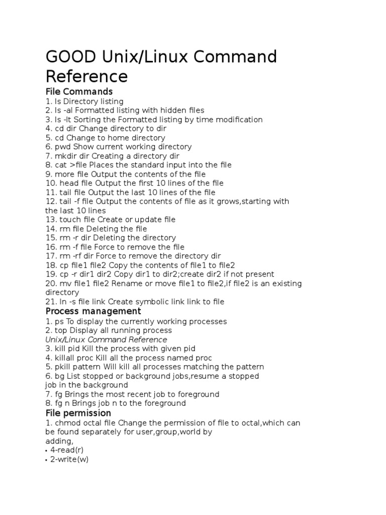 GOOD Unix/Linux Command Reference: File Commands | PDF | Computer File ...