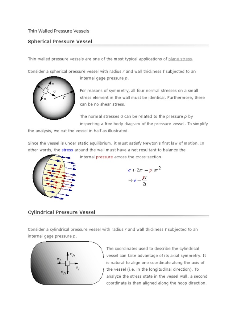 Thin Walled Pressure Vessels | Stress (Mechanics)
