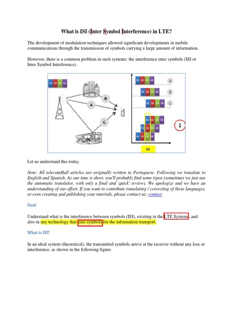 ISI - Inter Symbol Interference - LTE - TelecomHall PDF | PDF ...