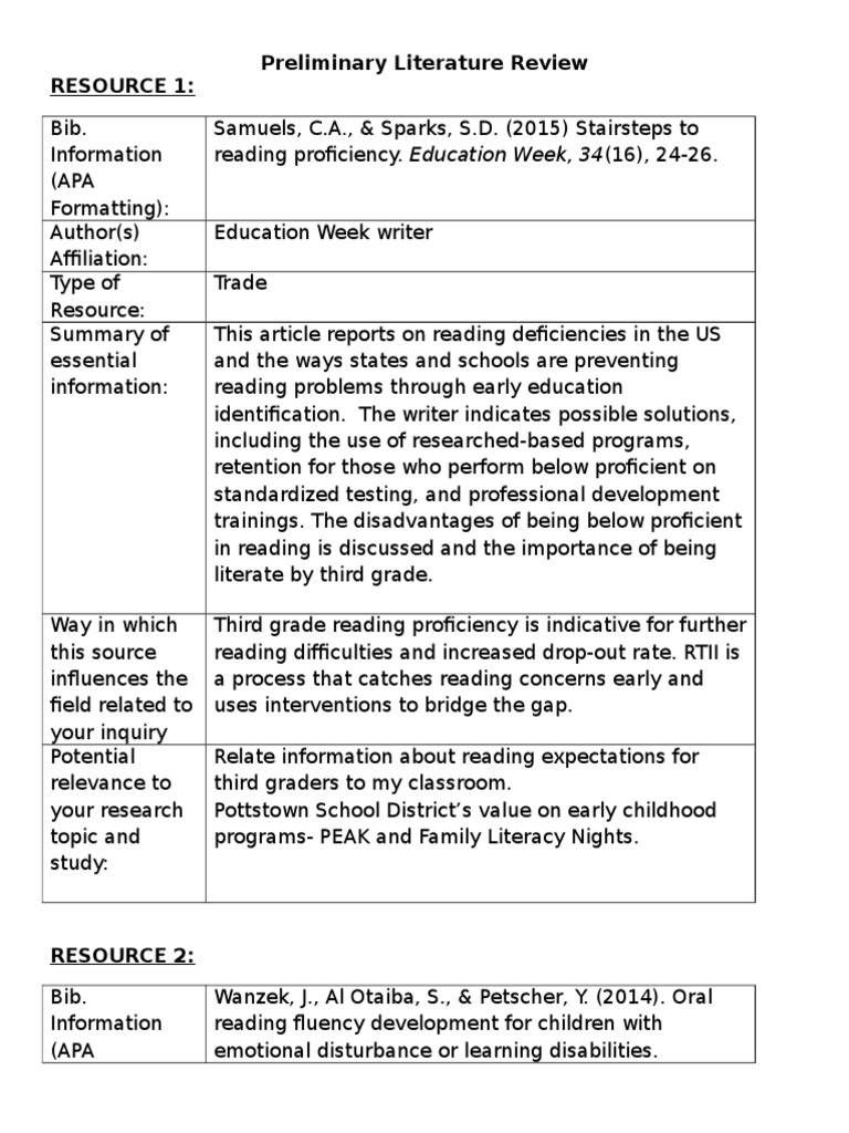 Literature Review Preliminary | PDF | Educational Psychology | Quality ...