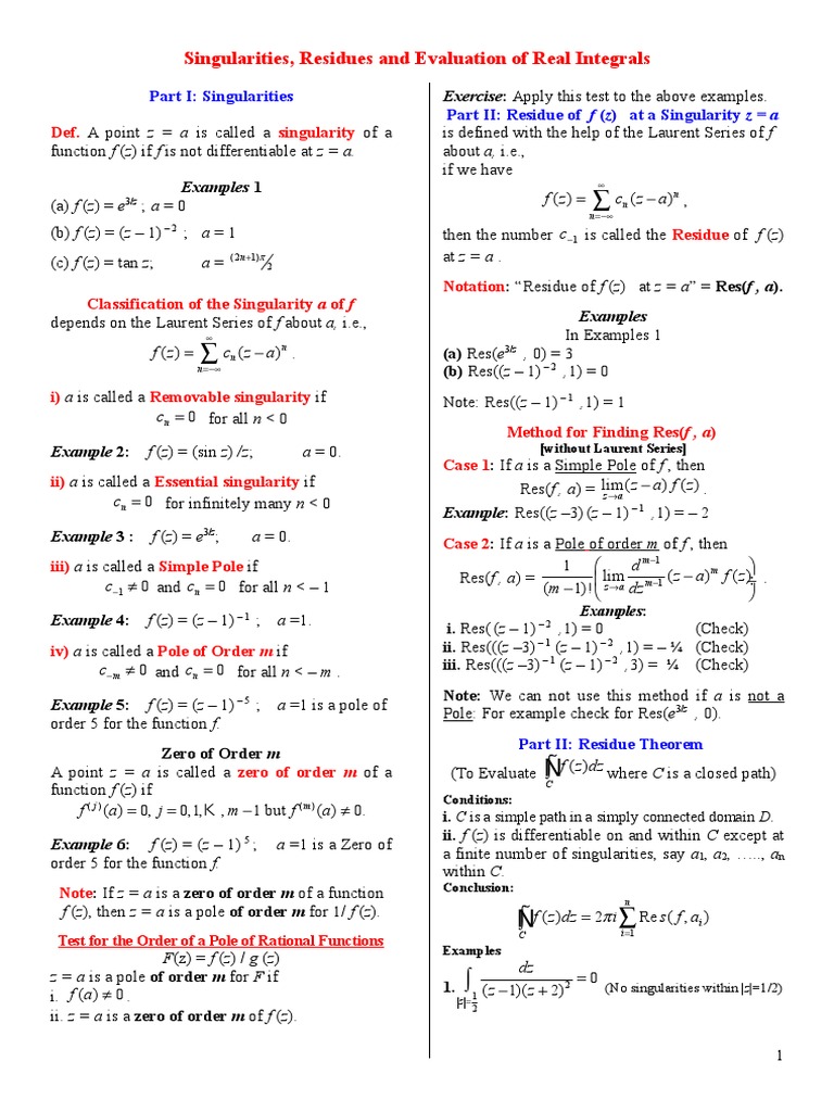302 Poles Residues | PDF | Trigonometric Functions | Integral