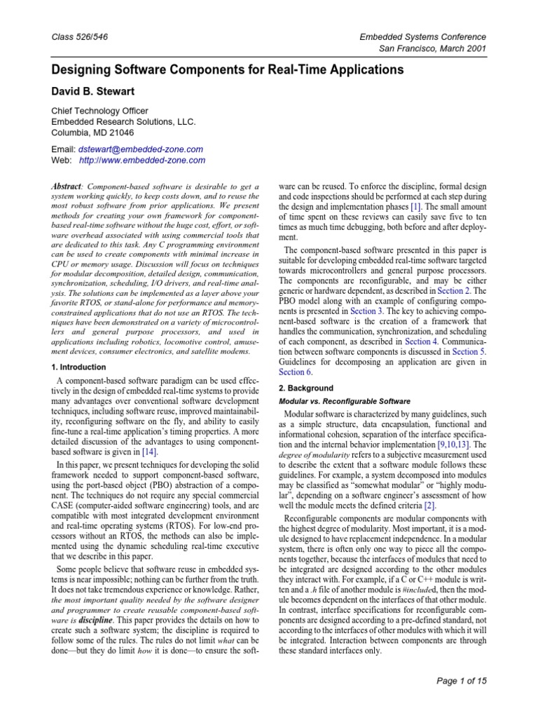 Designing Software Components For Rtos | PDF | Component Based Software Engineering | Embedded ...