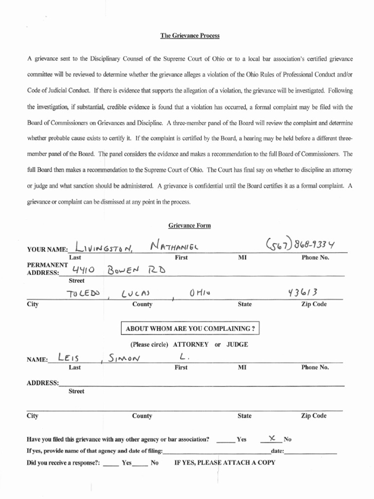 Grievance Against Simon Leis | PDF | Prosecutor | Practice Of Law