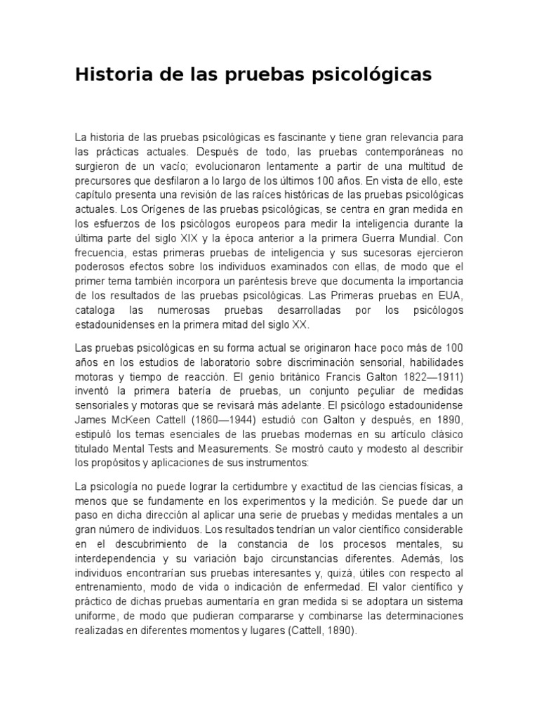 Historia de Las Pruebas Psicologicas | PDF | Creatividad | Sicología