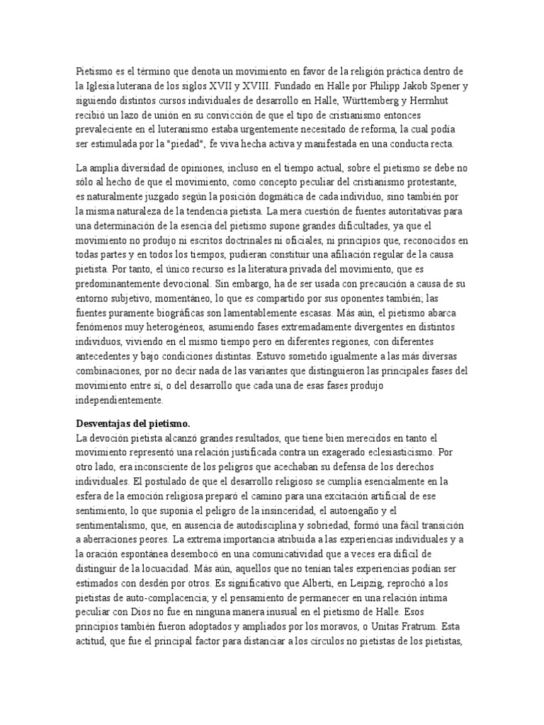 El origen y desarrollo del movimiento pietista dentro de la Iglesia ...