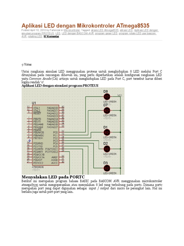 Aplikasi LED dan LCD dengan ATmega8535 | PDF | Komputer | Teknologi ...