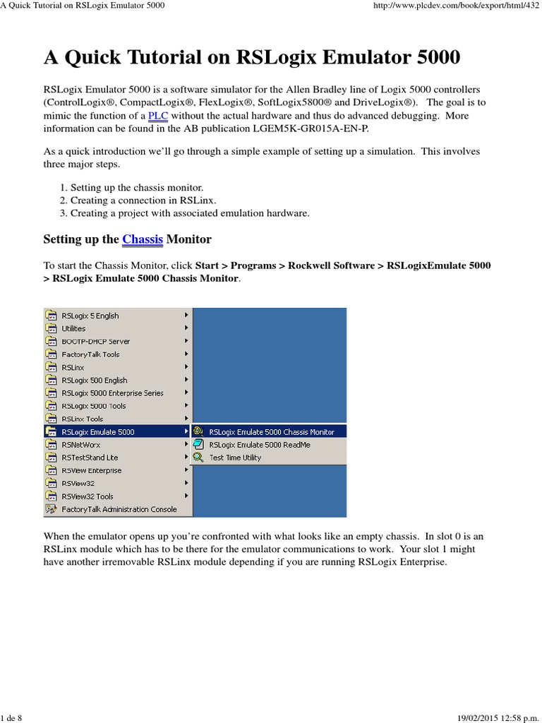 A Quick Tutorial On RSLogix Emulator 5000 | PDF | Emulator | Simulation