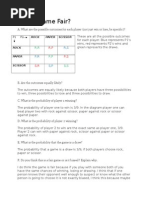 Rock Paper Scissors Outcomes and Probabilities | PDF