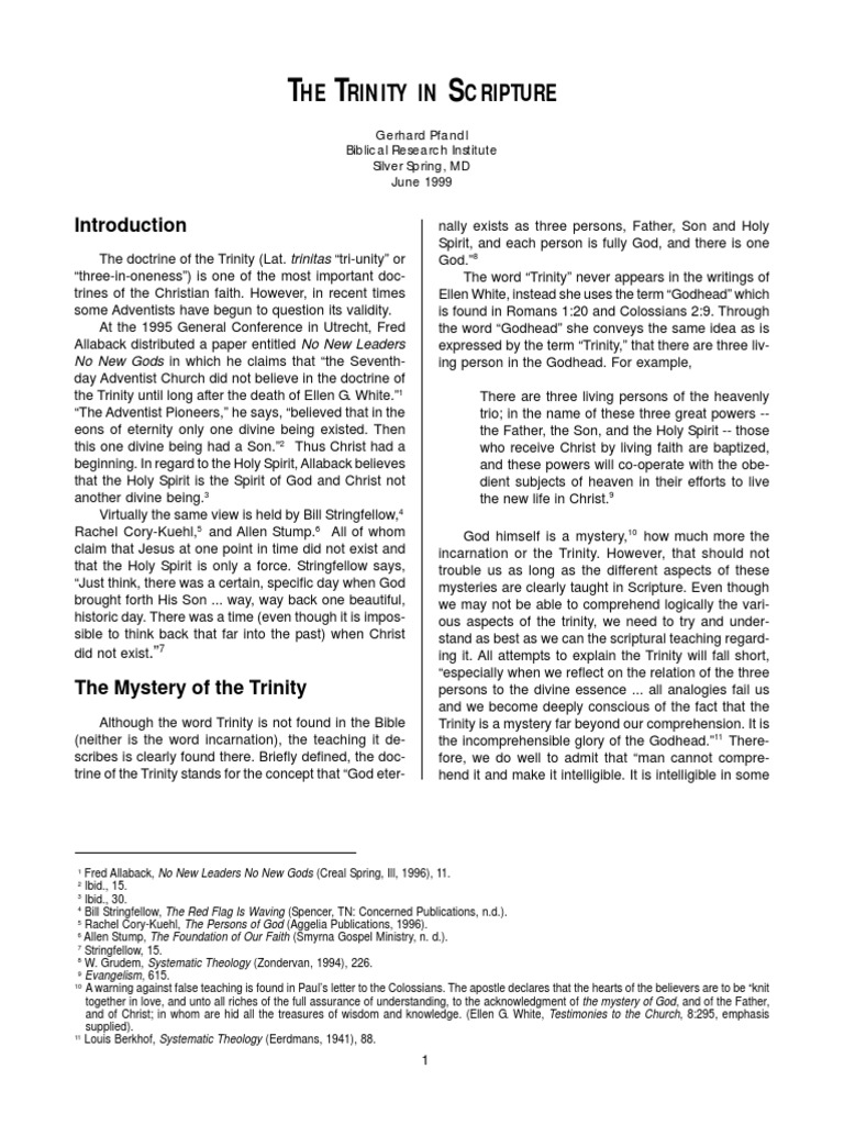 The Trinity in Scripture | PDF | Trinity | God In Mormonism