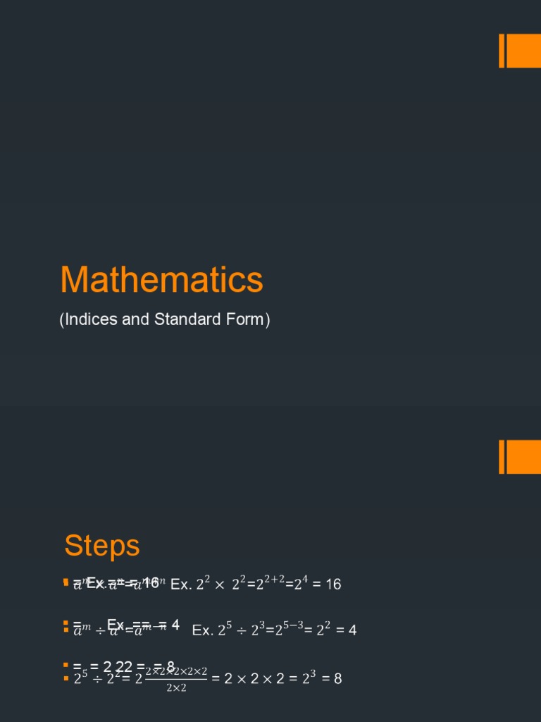 Indices and Standard Form Steps | PDF | Teaching Mathematics
