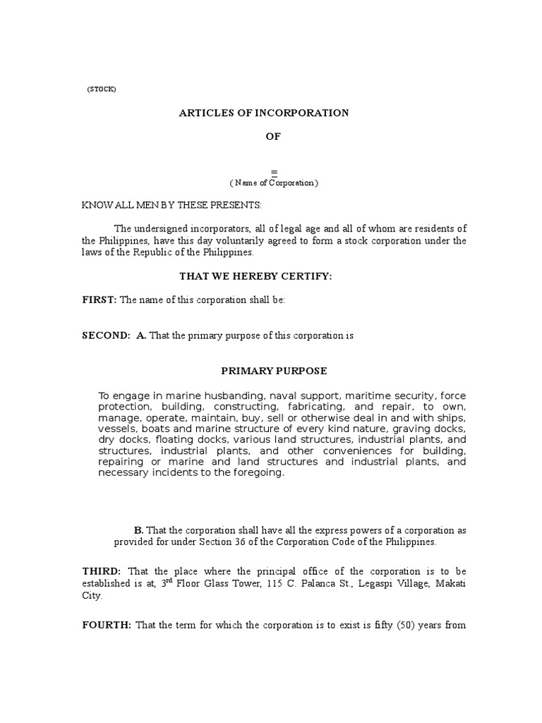 SEC Articles and By-Laws 2 | PDF | Stocks | Corporations
