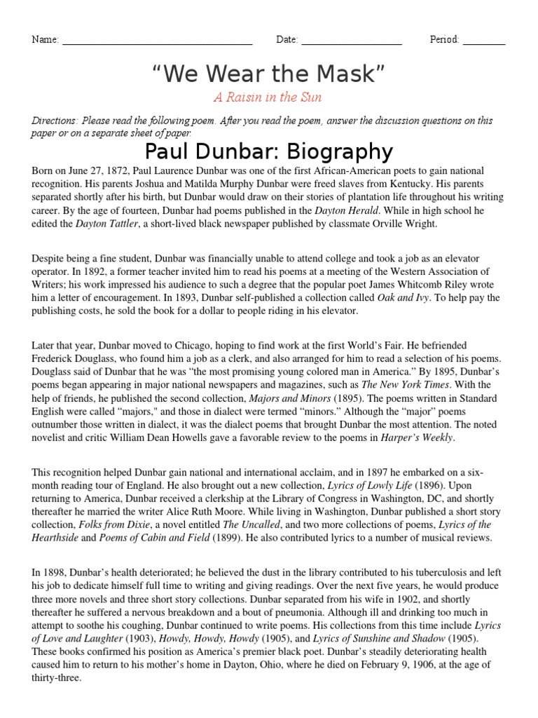 Arits We Wear The Mask | PDF | Poetry