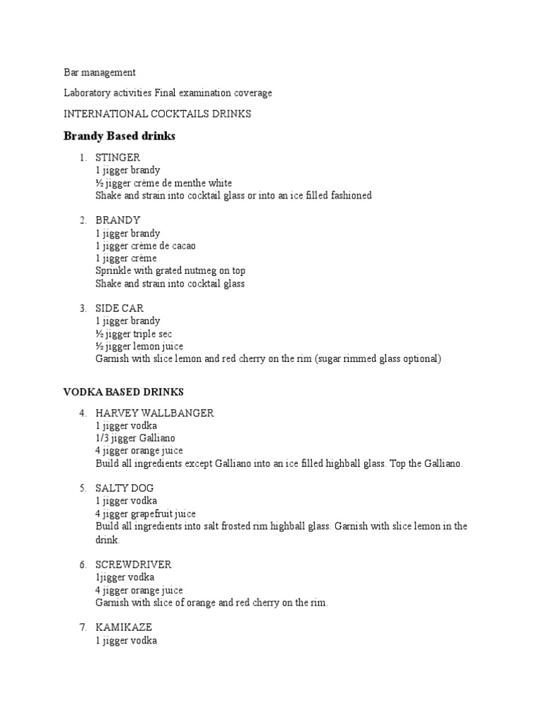 Bar Management Cocktails | Download Free PDF | Martini (Cocktail ...