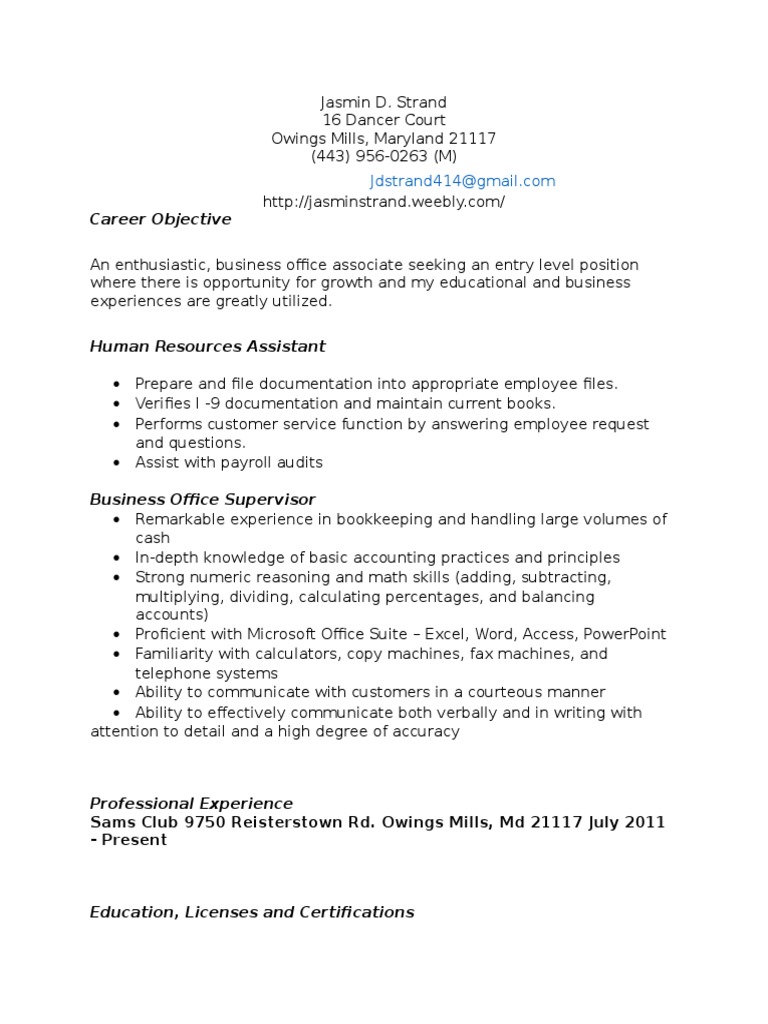 Entry-Level HR & Office Associate Resume | PDF | Career & Growth
